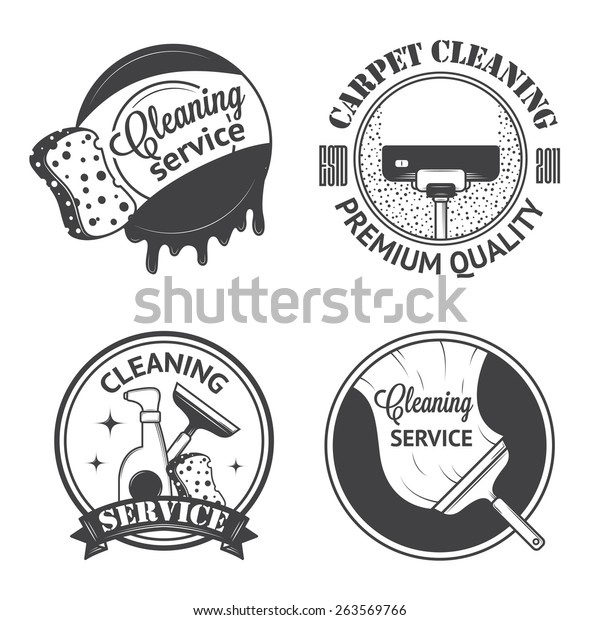 Set Vintage Logos Labels Badges Cleaning Stock Vector (Royalty Free ...
