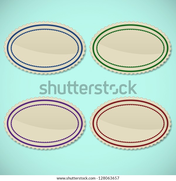 Set Vintage Oval Stamps Vector Illustration 스톡 벡터(로열티 프리) 128063657 ...