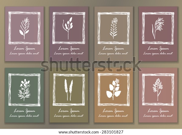 Set Vintage Posters Hand Drawn Ink Stock Vector (Royalty Free ...