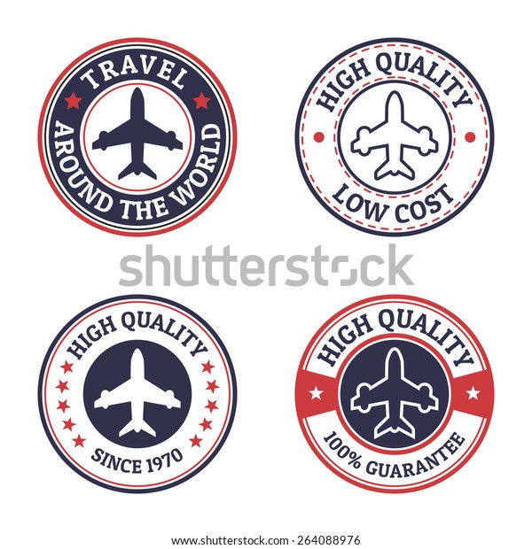 Set of vintage style flight label. Vector logo design template. Concept ...