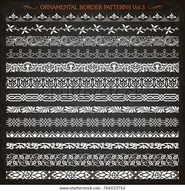 Set Vintage Style Ornamental Border Frame Stock Vector (Royalty Free ...
