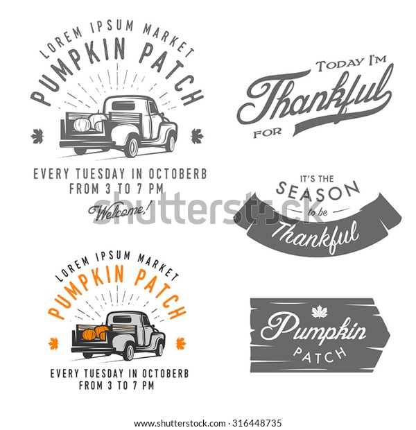 Set Vintage Thanksgiving Day Emblems Signs Stock Vector (Royalty Free ...