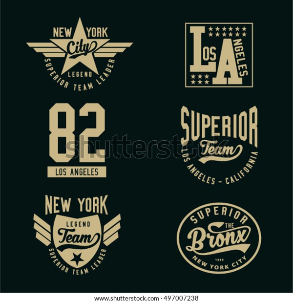 Set Vintage Varsity Graphics Emblems Stock Vector (Royalty Free ...