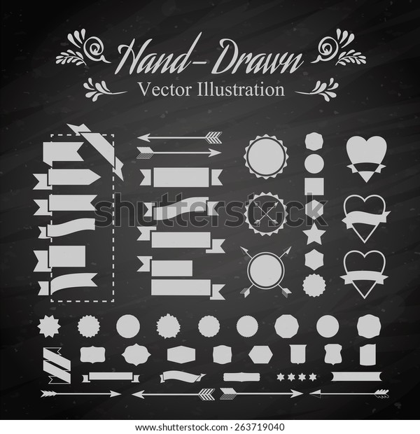 Set Vintage Vector Badge Shapes Frame 스톡 벡터(로열티 프리) 263719040 ...