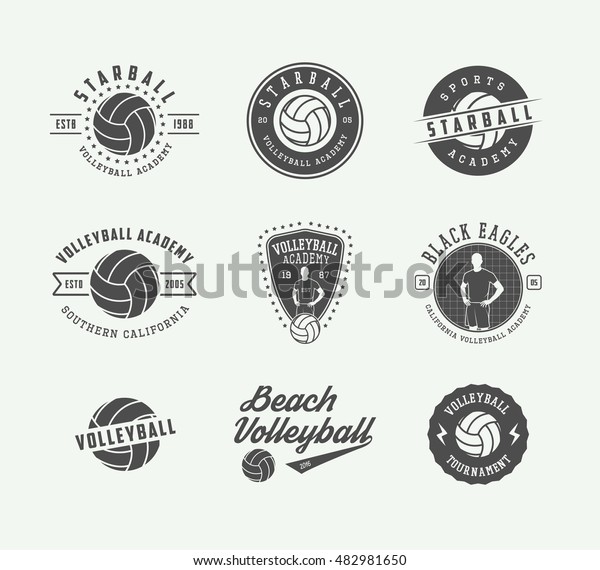 Set Vintage Volleyball Labels Emblems Logo Stock Vector (Royalty Free ...