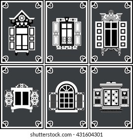 Set Vintage Windows Isolated On Gray 스톡 벡터(로열티 프리) 431604301 | Shutterstock