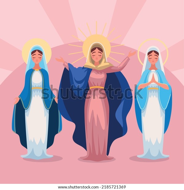 Set Virgin Mary Character Stock Vector (Royalty Free) 2185721369 ...