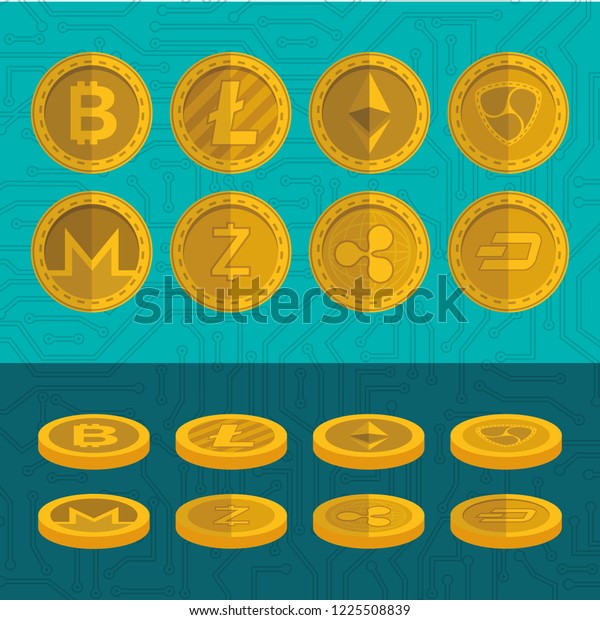 Set Virtual Coins Icons Stock Vector (Royalty Free) 1225508839 ...