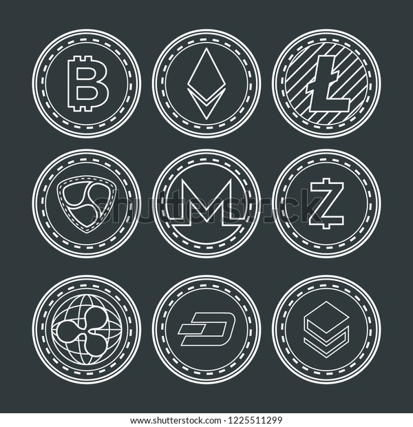 Set Virtual Coins Icons Stock Vector (Royalty Free) 1225511299 ...