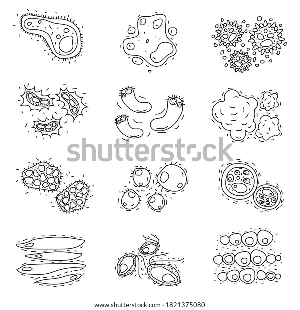 Set Virus Pathogen Icons On White Stock Vector (Royalty Free ...