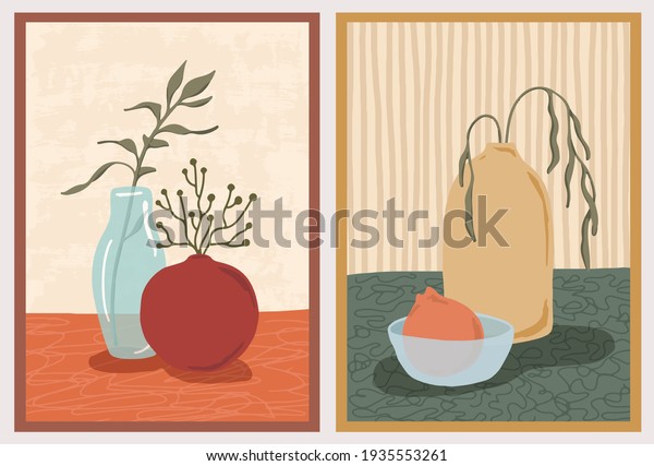Set Wall Art Paintings Still Life Stock Vector (Royalty Free ...