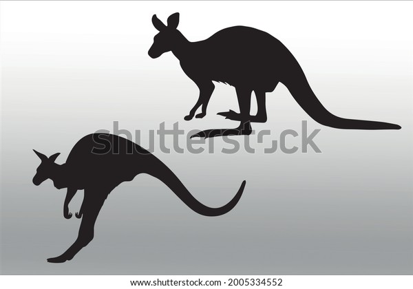 Set Wallabies Silhouette Line Isolated Logo Stock Vector (Royalty Free ...