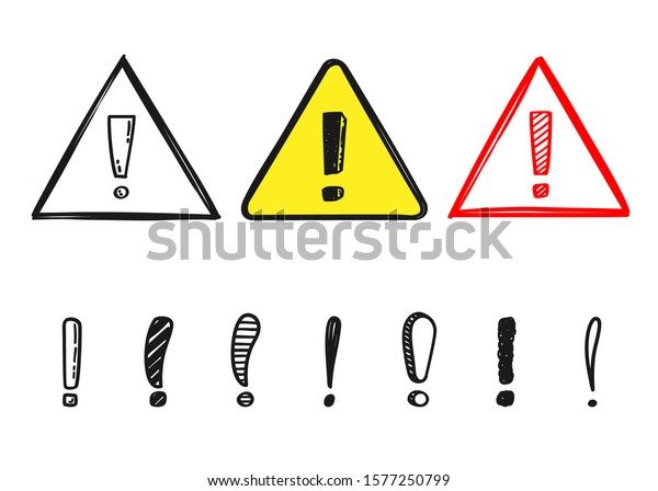 Set Warning Hand Drawn Signs Exclamation Stock Vector (Royalty Free ...