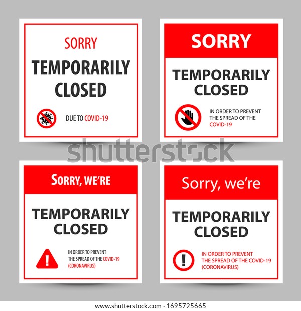Set Warning Sign Temporarily Closed Sign Stock Vector (Royalty Free ...