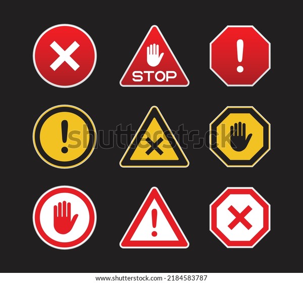 Set Warning Sign Vector Illustration Stock Vector (Royalty Free ...