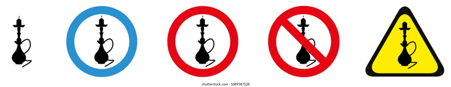 Set Warning Signs Shisha Tea House Stock Vector (Royalty Free ...