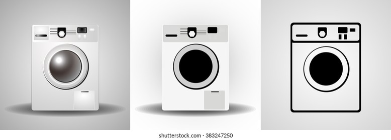 Set Washing Machine Sign Icon Realistic Stock Vector (Royalty Free ...