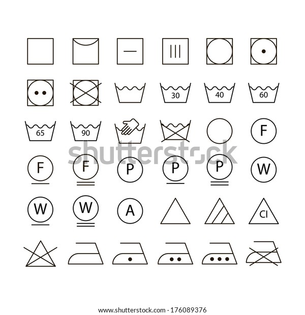 Set Washing Symbols Stock Vector (Royalty Free) 176089376