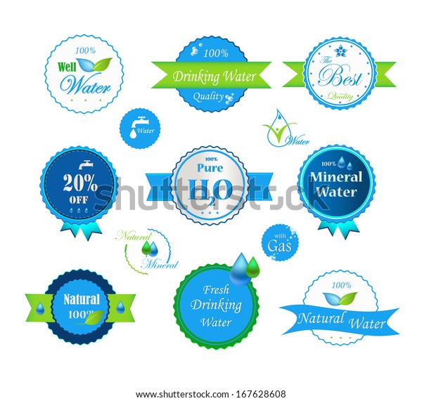 Set Water Badges Stickers Stock Vector (Royalty Free) 167628608