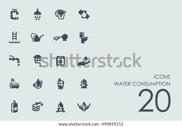 Set Water Consumption Icons Stock Vector (Royalty Free) 490849252 ...