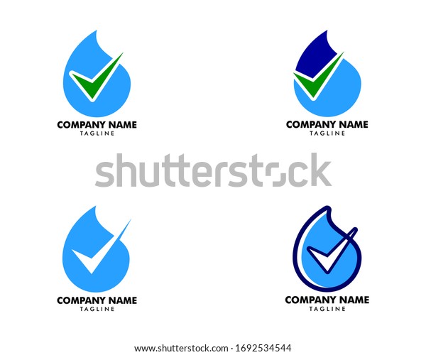 Set Water Droplet Check Mark Logo Stock Vector (Royalty Free ...