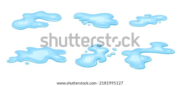 Set Water Puddle Liquid Cartoon Style Stock Vector (Royalty Free ...