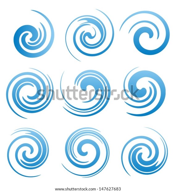 Set Water Swirls Design Elements Abstract Stock Vector (Royalty Free ...