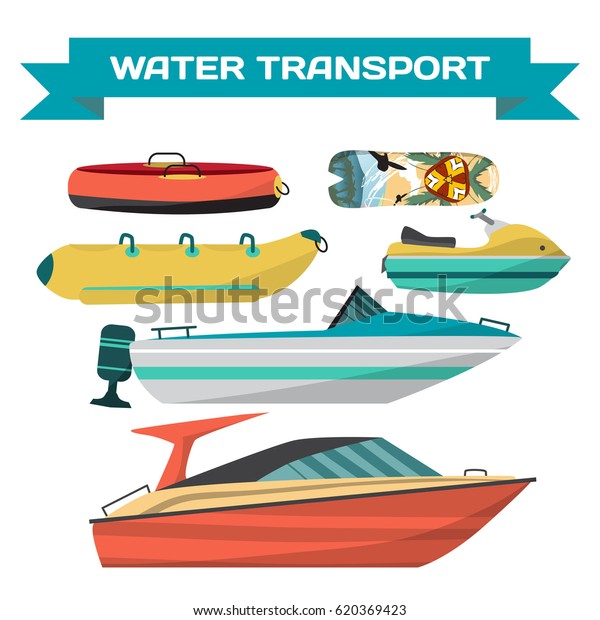 Set Water Vehicles Riding On Beach Stock Vector (Royalty Free ...