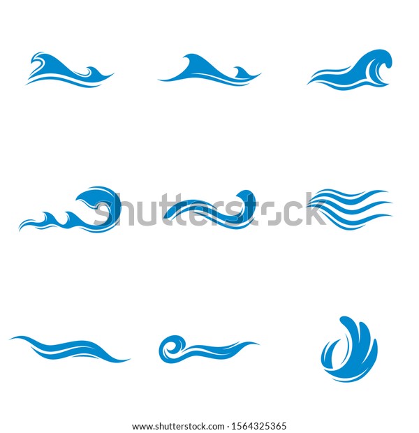 Set of Water Wave logo design vector. Icon Symbol. Template. Illustration