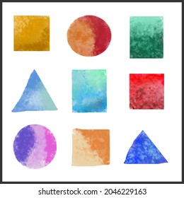 Set Watercolor Geometric Shapes Vector Design Stock Vector (Royalty ...