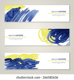 Set Watercolor Headers Website Paint Splash Stock Vector (Royalty Free ...