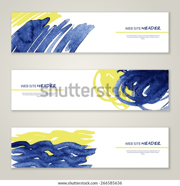 Set Watercolor Headers Website Paint Splash Stock Vector (Royalty Free ...