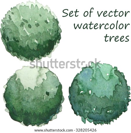 Set Watercolor Trees Top View Vector Stock Vector (Royalty Free ...