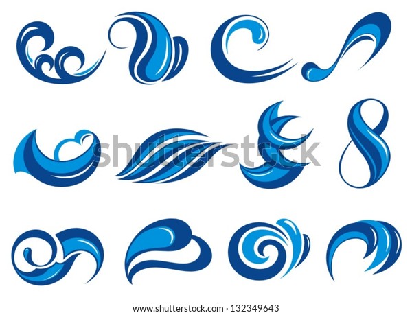Set Wave Symbols Design Isolated On Stock Vector (Royalty Free) 132349643