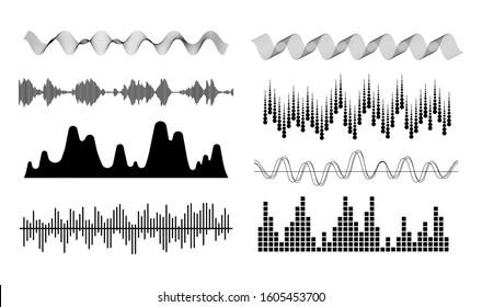Set Waving Vibration Pulsing Lines Graphic Stock Vector (Royalty Free ...