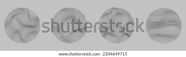 Set Wavy Spheres Lines Abstract Geometric Stock Vector (Royalty Free ...
