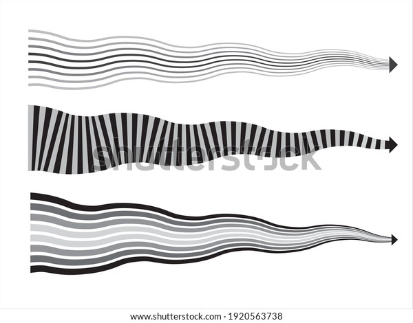 Set Wavy Vector Long Arrows Stripes Stock Vector (Royalty Free ...