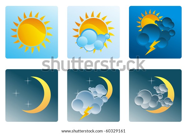 Set Weather Forecast Icons Day Night Stock Vector (Royalty Free ...