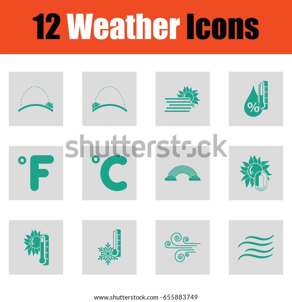 Set Weather Icons Green On Gray Stock Vector (Royalty Free) 655883749 ...