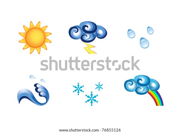 Set Weather Icons Vector Illustration Raster Stock Vector (Royalty Free ...