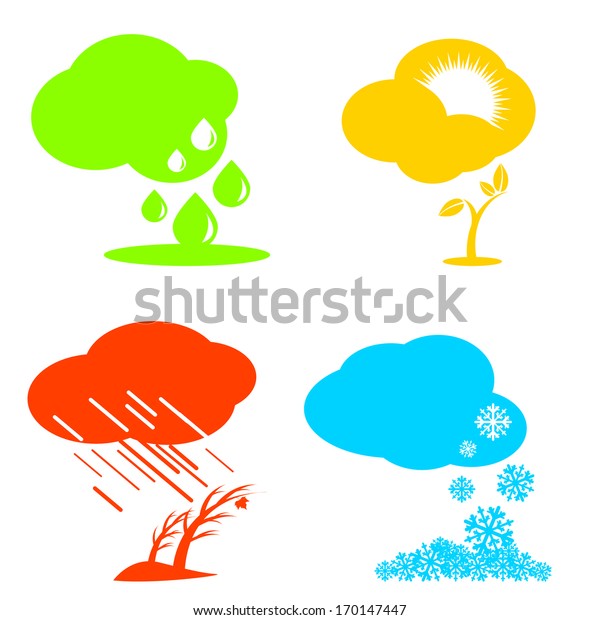 Set Weather Season Icons Objects Design Stock Vector (Royalty Free ...