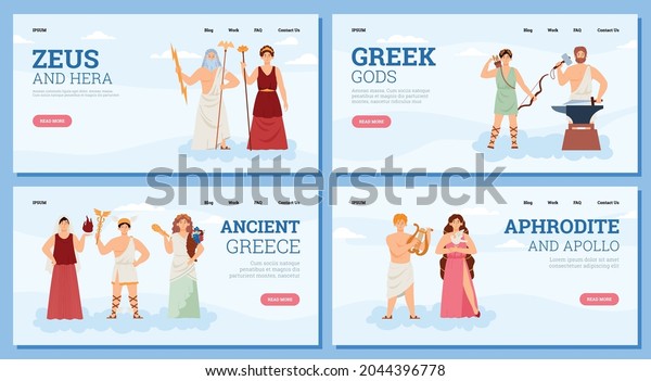 Set Web Banners Goddesses Gods Ancient Stock Vector (Royalty Free ...