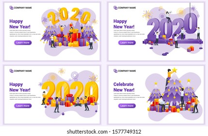 Set Web Page Design Templates Happy Stock Vector (Royalty Free) 1577749303