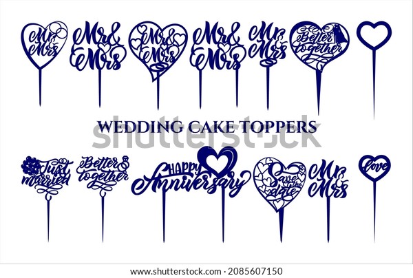 Set Wedding Cake Toppers Quotes Mr Stock Vector (Royalty Free ...