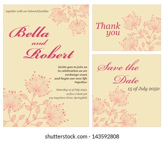 Beautiful Line Art Invitation Card Stock Vector (Royalty Free) 1759233818