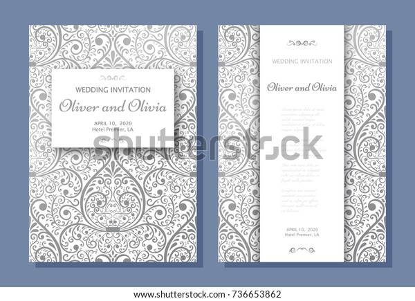 Set Wedding Invitation Templates Cover Design Stock Vector (Royalty ...