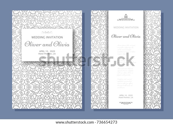 Set Wedding Invitation Templates Cover Design Stock Vector (Royalty ...