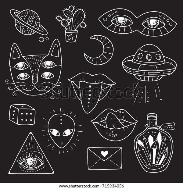 Set Weird Freaky Alchemy Symbols Occult Stock Vector (Royalty Free ...