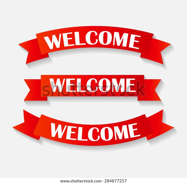 Set Welcome Ribbon Vector Illustration Eps10 Stock Vector (Royalty Free ...