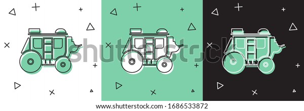 Set Western Stagecoach Icon Isolated On Stock Vector (Royalty Free ...